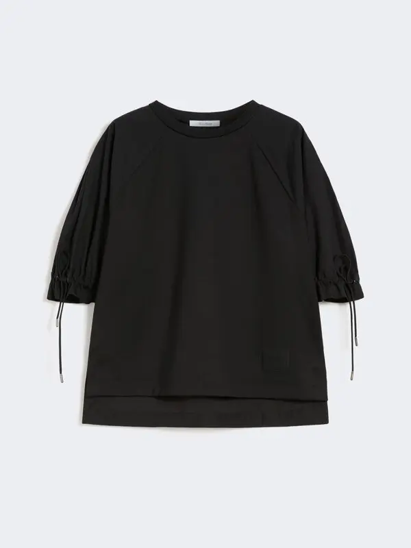 Max Mara Cotton-blend Jersey T-shirt With Balloon Sleeves - Black