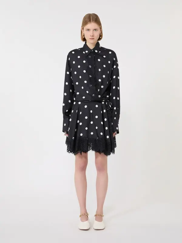 Max Mara Lace-detail Silk Twill Shirt Dress