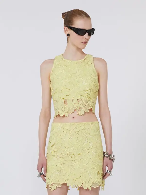 Max Mara Macramé Top - Lemon