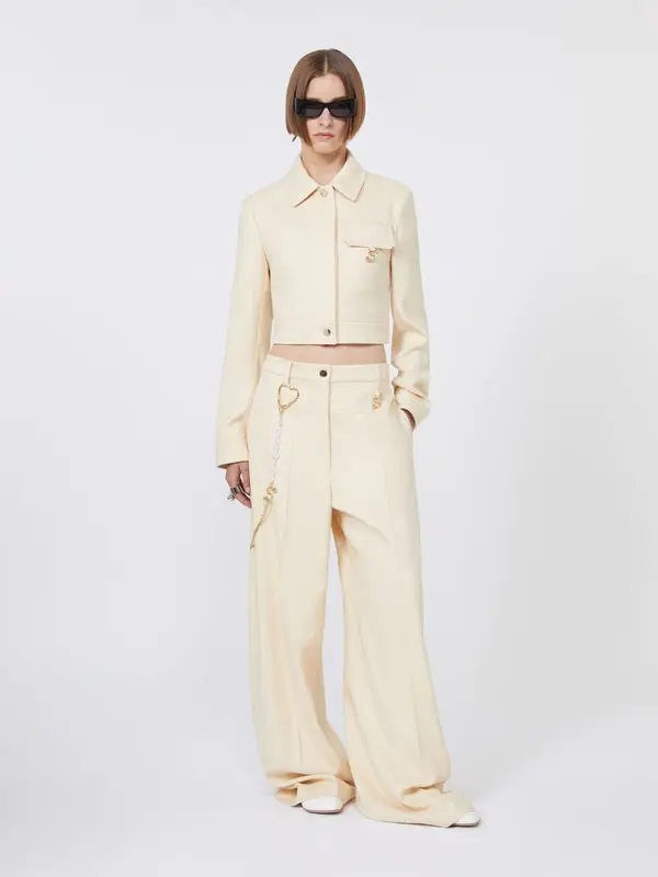 Max Mara Oversized Gabardine Trousers - Vanilla