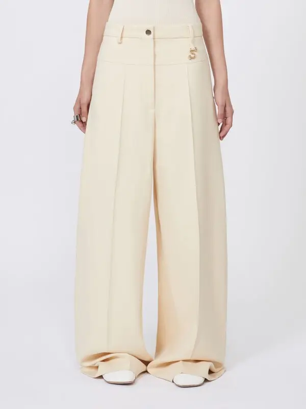 Max Mara Oversized Gabardine Trousers - Vanilla