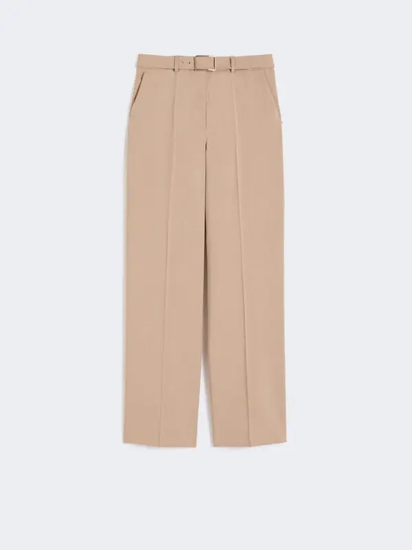Max Mara Wide-fit Stretch Wool Gabardine Trousers - Beige