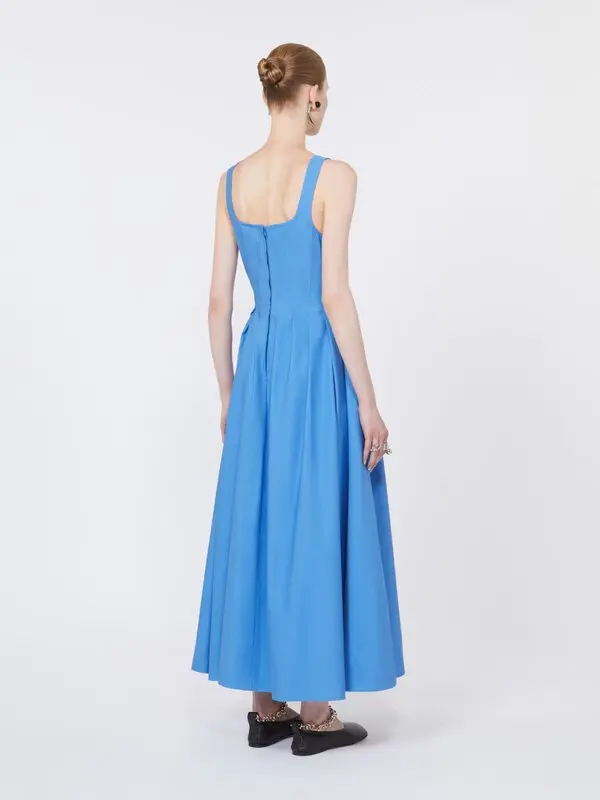 Max Mara Long Sleeveless Pure Cotton Dress - Avio