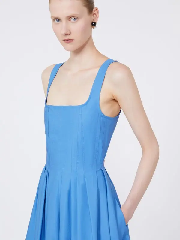 Max Mara Long Sleeveless Pure Cotton Dress - Avio