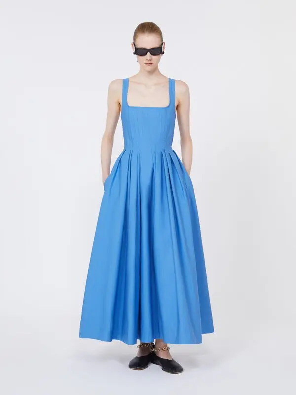 Max Mara Long Sleeveless Pure Cotton Dress - Avio