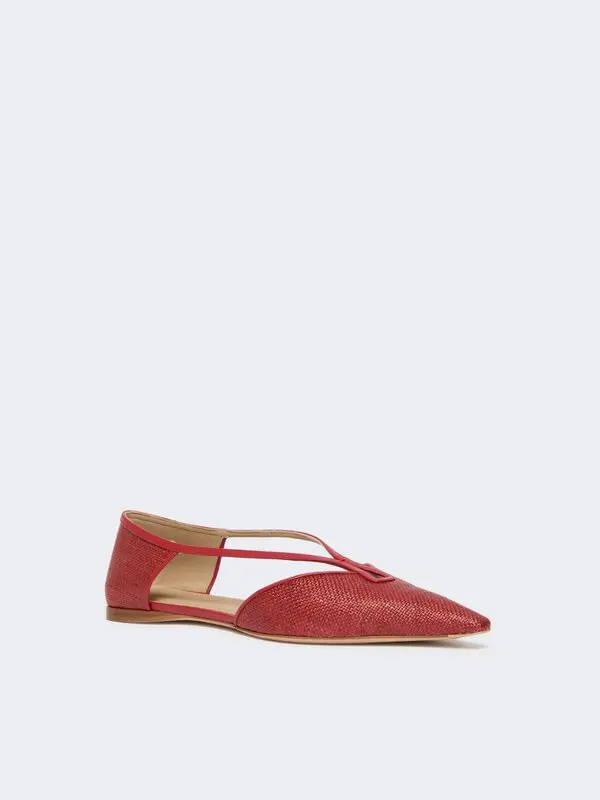 Max Mara Raffia-effect Basketweave Ballerinas - Red