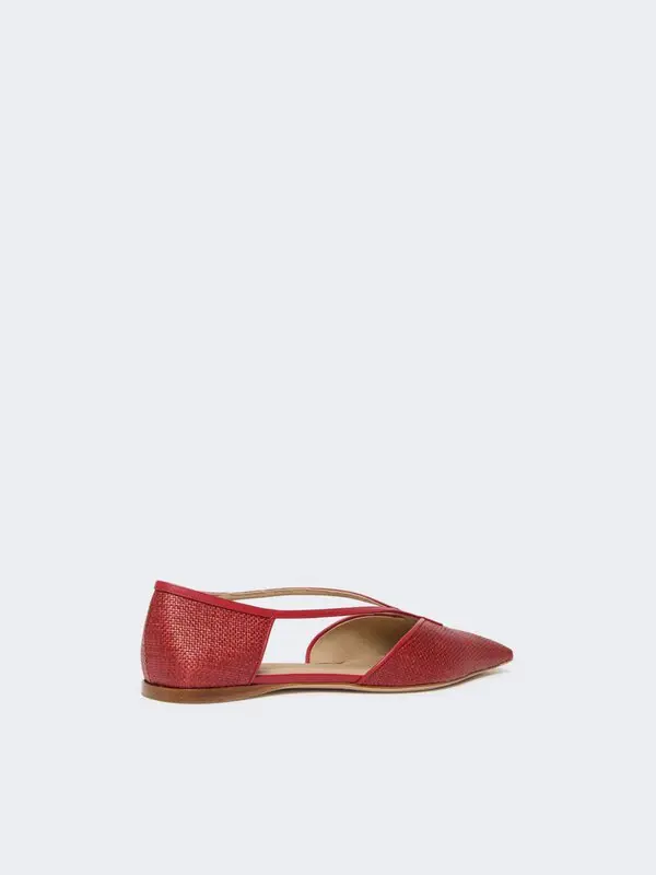 Max Mara Raffia-effect Basketweave Ballerinas - Red