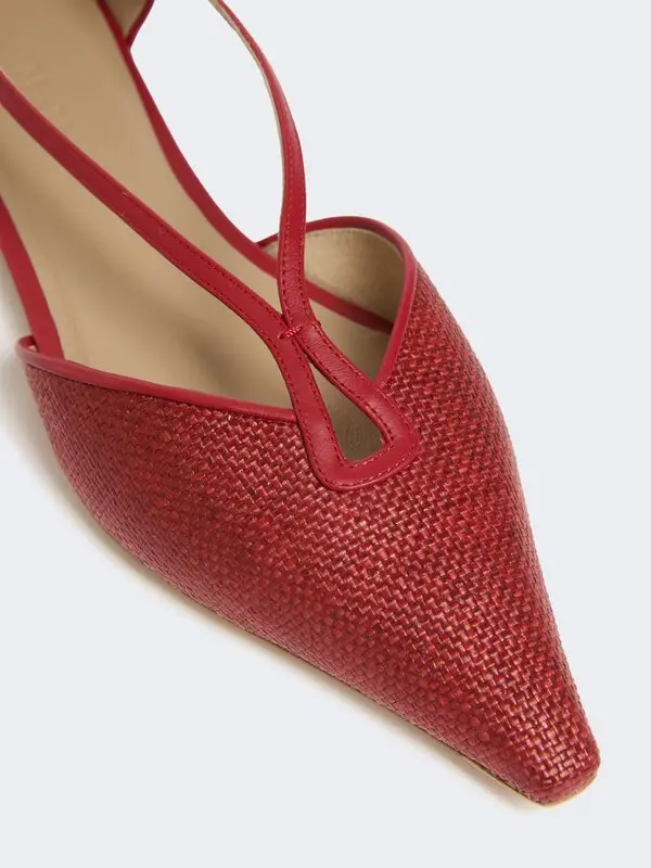 Max Mara Raffia-effect Basketweave Ballerinas - Red