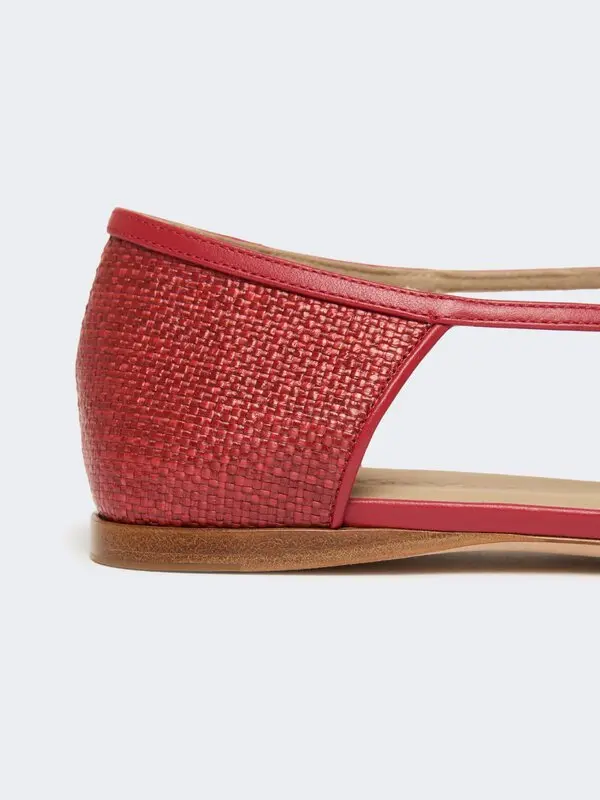 Max Mara Raffia-effect Basketweave Ballerinas - Red