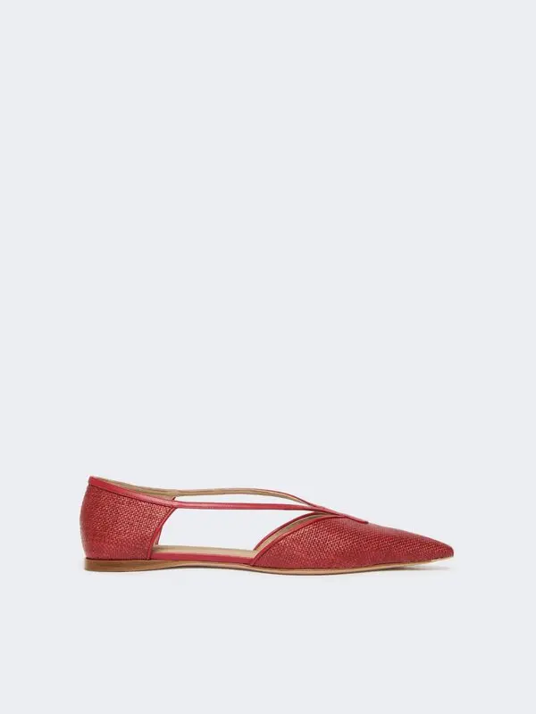 Max Mara Raffia-effect Basketweave Ballerinas - Red