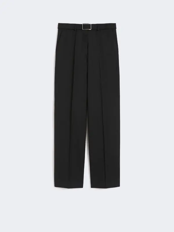Max Mara Wide-fit Stretch Wool Gabardine Trousers - Black