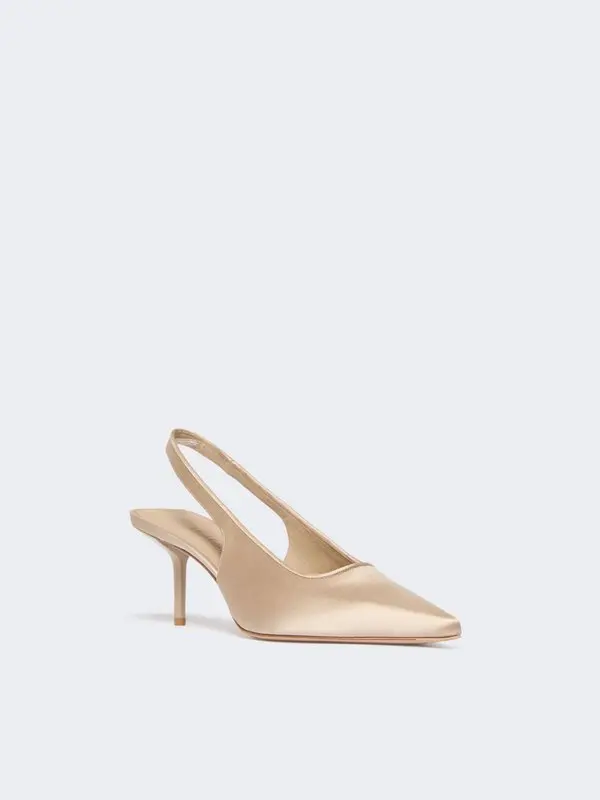 Max Mara Viscose And Silk Satin Slingbacks - Beige