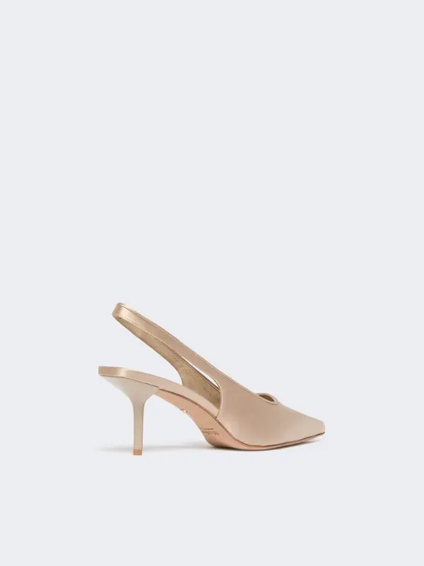 Max Mara Viscose And Silk Satin Slingbacks - Beige