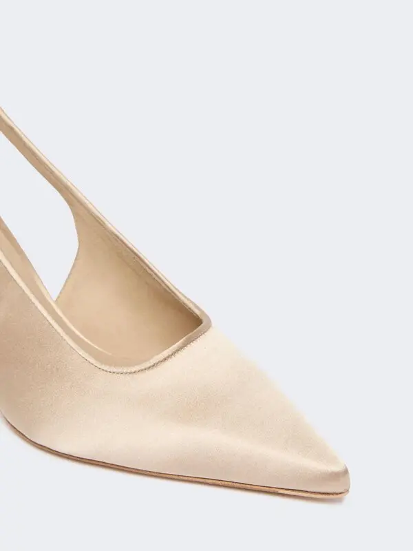 Max Mara Viscose And Silk Satin Slingbacks - Beige