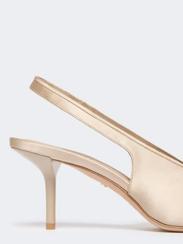 Max Mara Viscose And Silk Satin Slingbacks - Beige