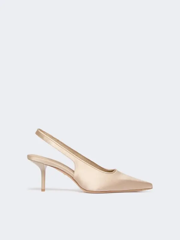 Max Mara Viscose And Silk Satin Slingbacks - Beige