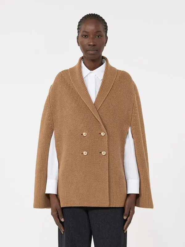 Max Mara Double-breasted Wool Cape - Camel