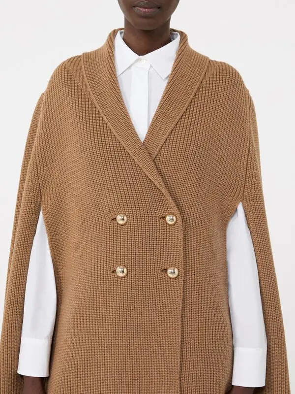Max Mara Double-breasted Wool Cape - Camel