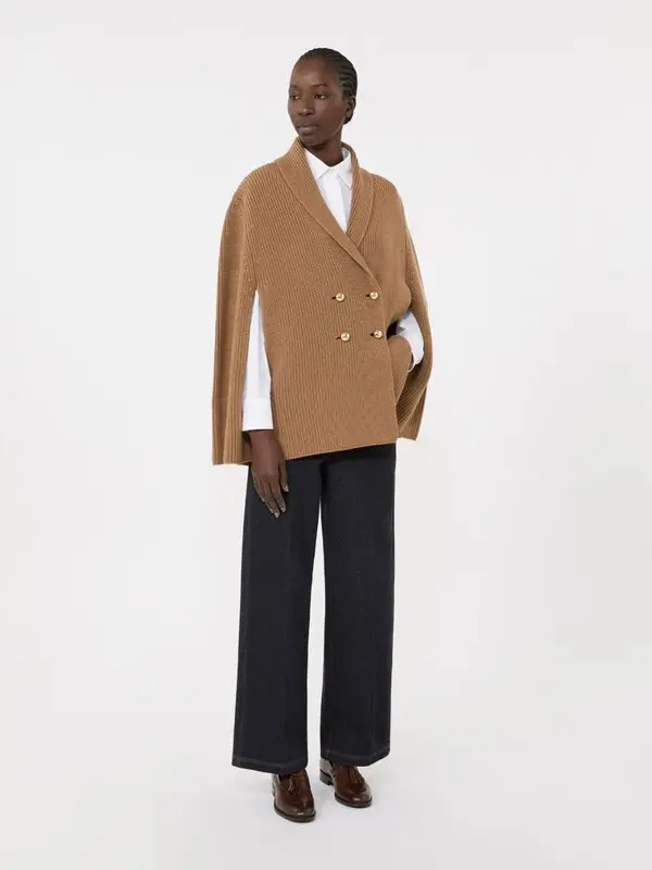 Max Mara Double-breasted Wool Cape - Camel