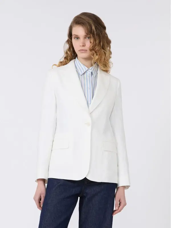 Max Mara Linen Canvas Blazer - White