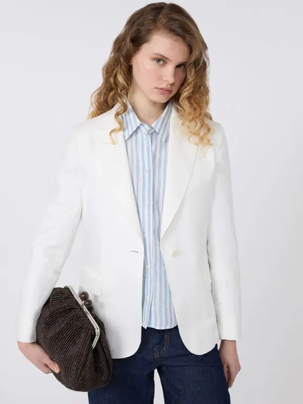 Max Mara Linen Canvas Blazer - White