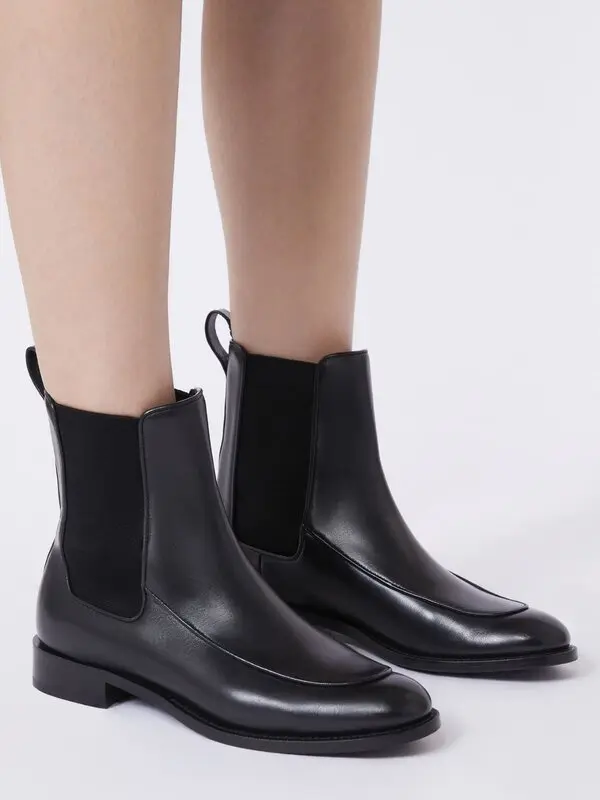 Max Mara Leather Chelsea Ankle Boots - Black