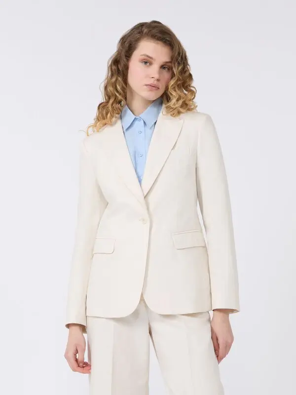 Max Mara Linen And Cotton Canvas Blazer - Ecru