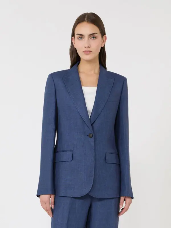 Max Mara Linen Canvas Single-breasted Blazer - Navy