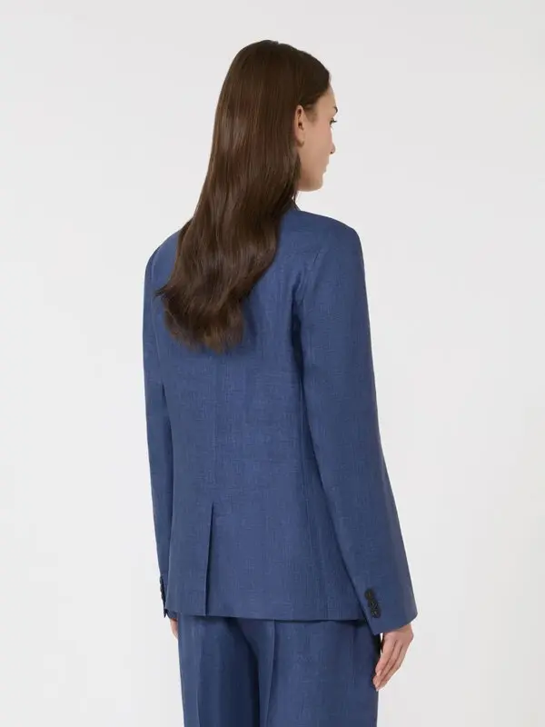 Max Mara Linen Canvas Single-breasted Blazer - Navy