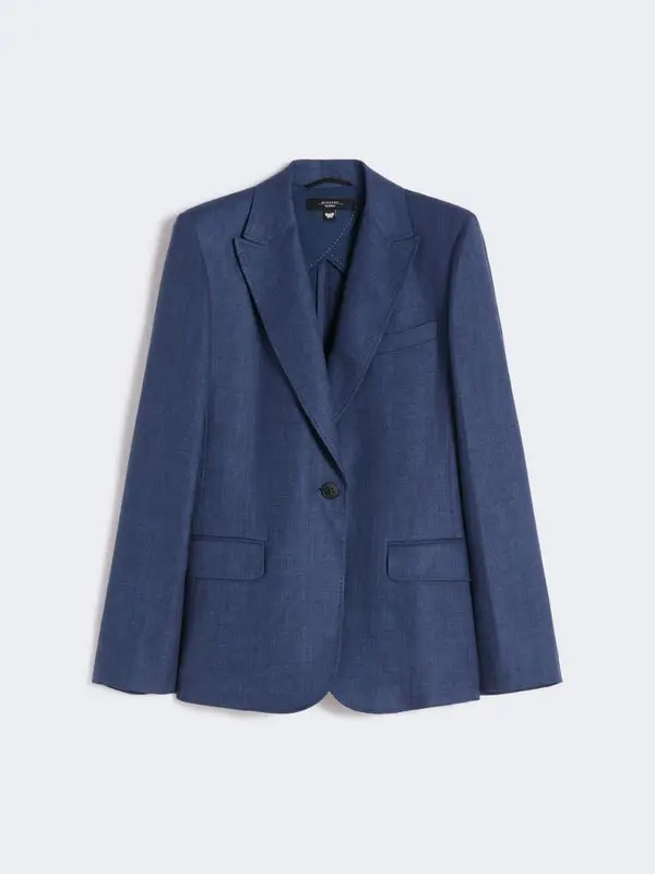 Max Mara Linen Canvas Single-breasted Blazer - Navy