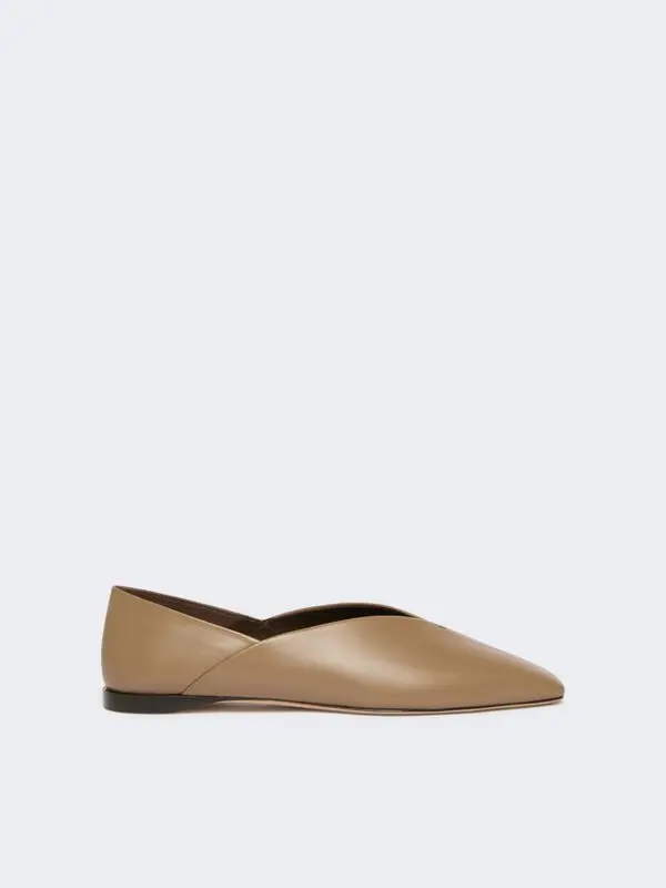 Max Mara Nappa Leather Ballerinas - Mud