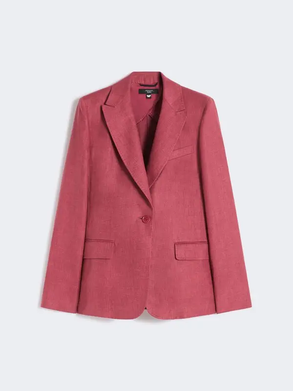 Max Mara Linen Canvas Single-breasted Blazer - Cherry
