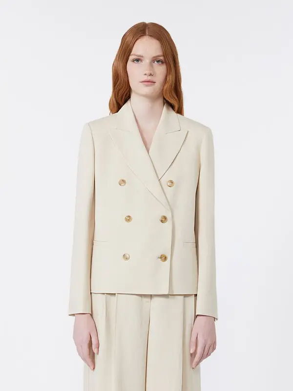Max Mara Viscose And Linen Double-breasted Blazer - Beige