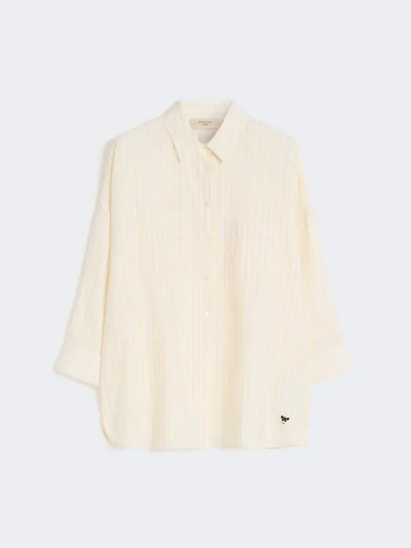 Max Mara Striped Linen Canvas Shirt - Light Yellow