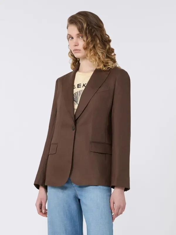 Max Mara Linen Canvas Blazer - Chocolate