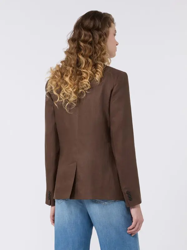 Max Mara Linen Canvas Blazer - Chocolate