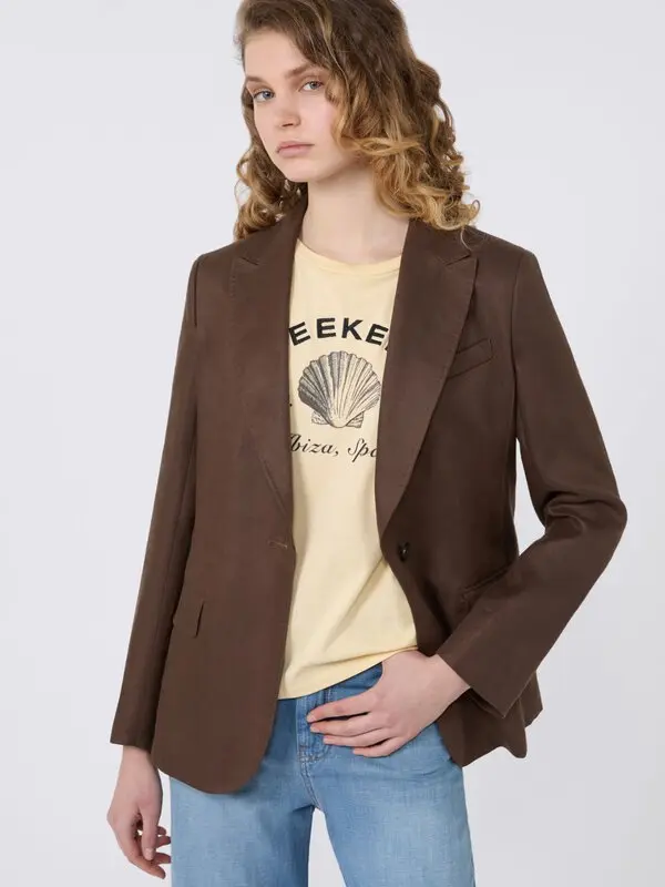 Max Mara Linen Canvas Blazer - Chocolate