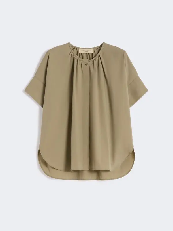 Max Mara Cotton Poplin Crew-neck Shirt - Olive Green