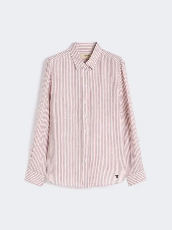 Max Mara Striped Linen Canvas Shirt - Antique Rose