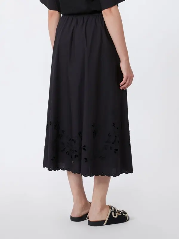 Max Mara Cotton-poplin Midi Skirt - Black