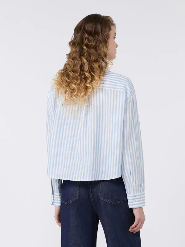 Max Mara Linen Canvas Boxy Shirt - Light Blue