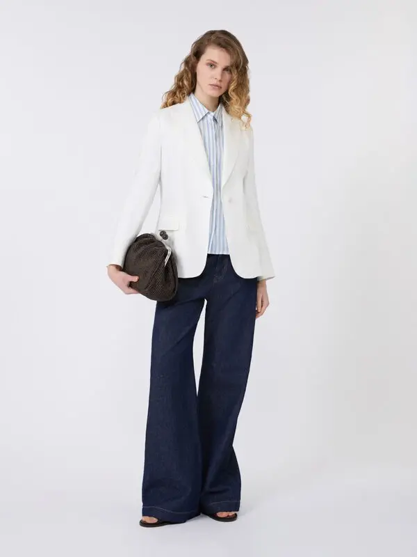 Max Mara Linen Canvas Boxy Shirt - Light Blue