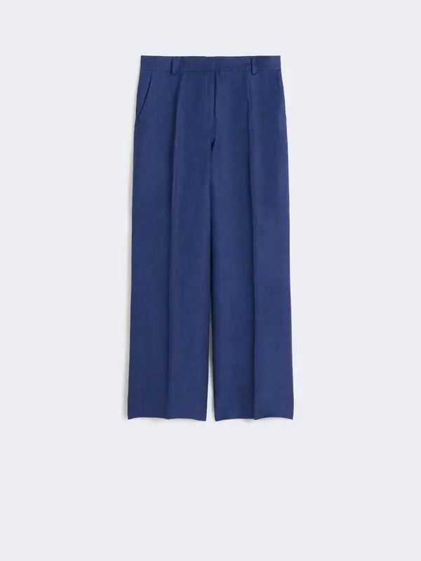Max Mara Wide-leg Linen Canvas Trousers - Navy