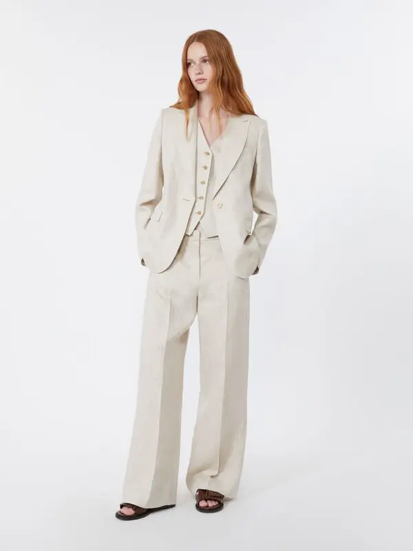 Max Mara Wide-leg Linen Canvas Trousers - Ecru