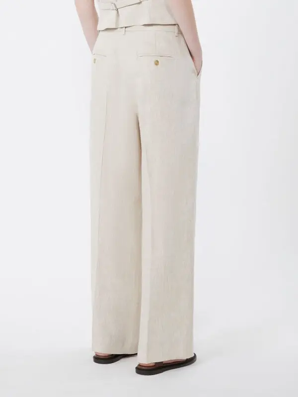 Max Mara Wide-leg Linen Canvas Trousers - Ecru