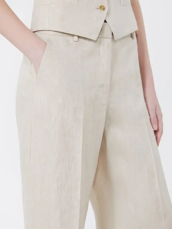 Max Mara Wide-leg Linen Canvas Trousers - Ecru