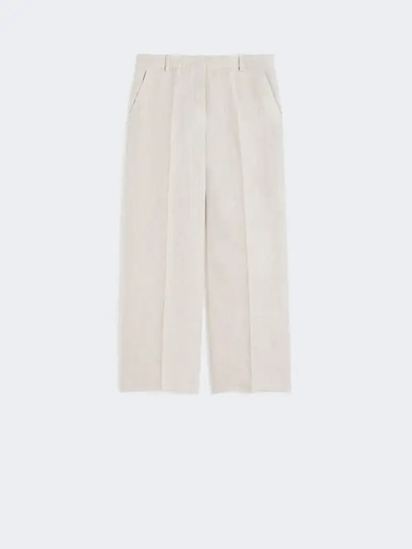 Max Mara Wide-leg Linen Canvas Trousers - Ecru