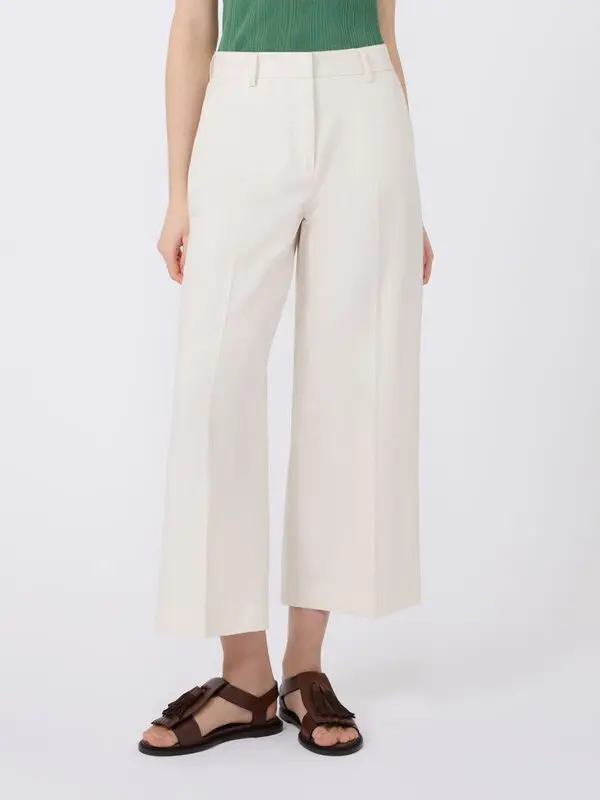 Max Mara Cotton And Linen Canvas Trousers - Ecru
