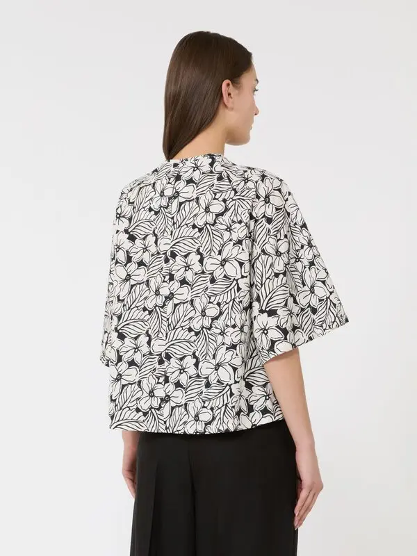 Max Mara Printed Cotton Poplin Blouse - Black