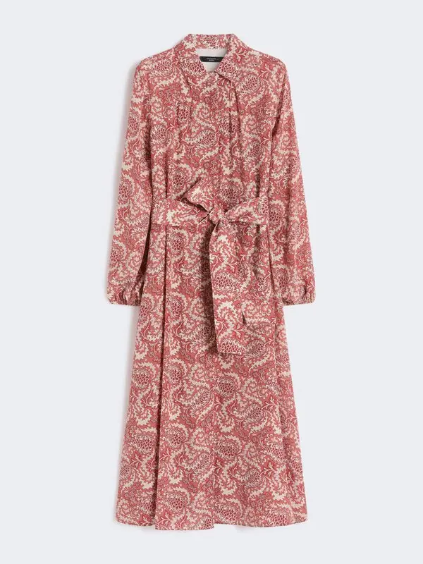 Max Mara Printed Silk Shirt Dress - Cherry